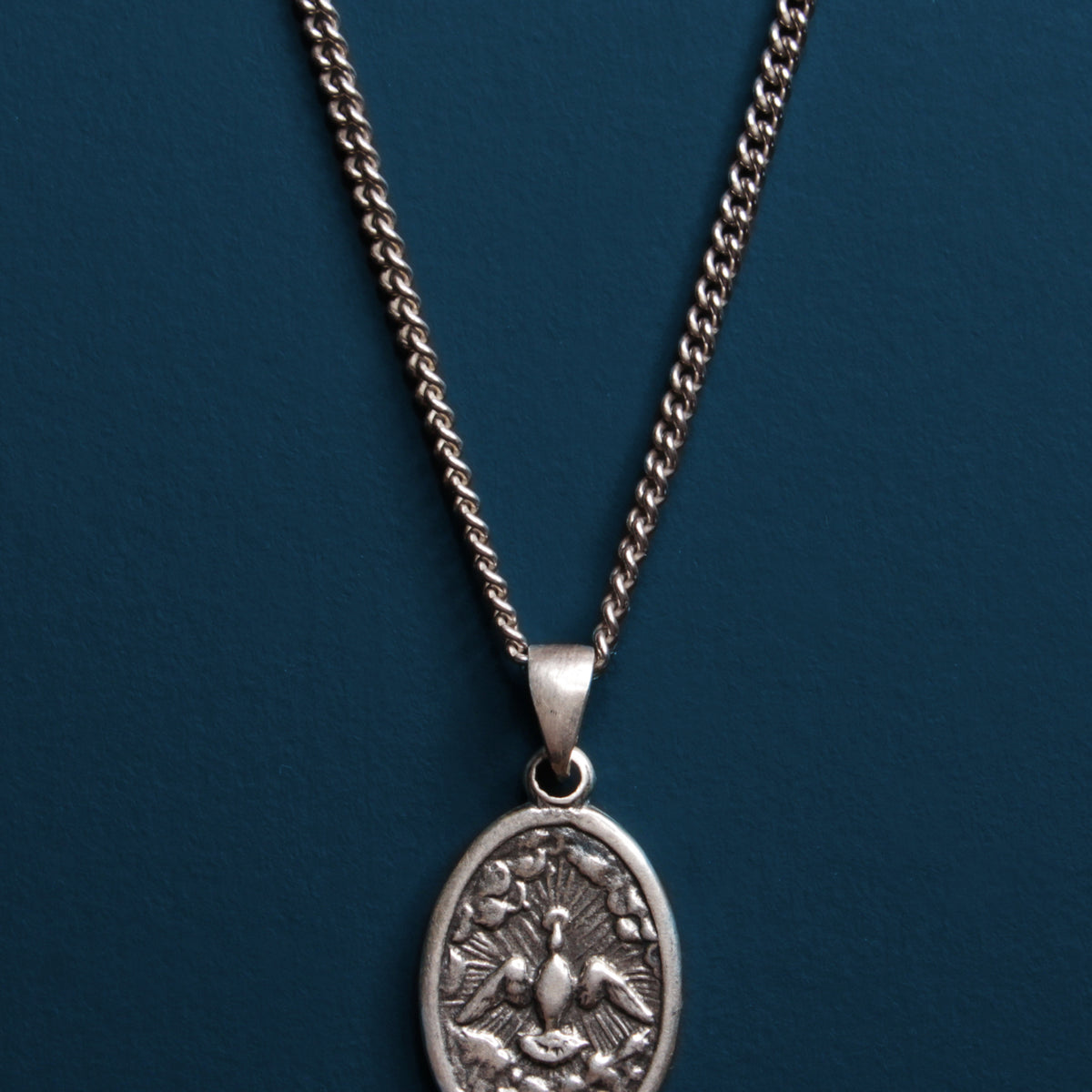 Holy Spirit Sterling Silver Medal Necklace for Men — WE ARE ALL SMITH