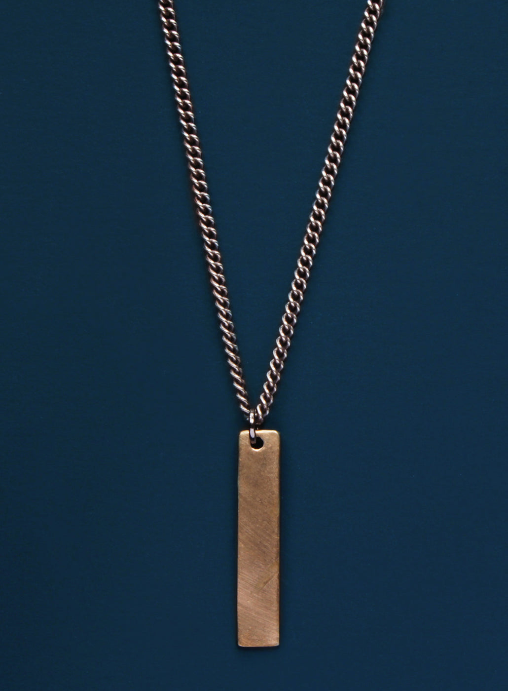 Bronze tag & Oxidized sterling silver men's curb chain necklace — WE ...