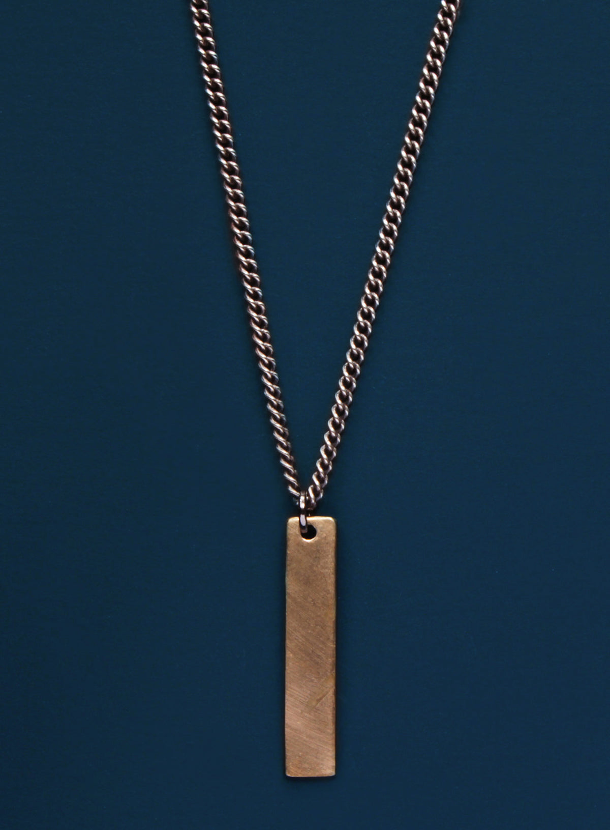 Bronze tag & Oxidized sterling silver men's curb chain necklace — WE ...