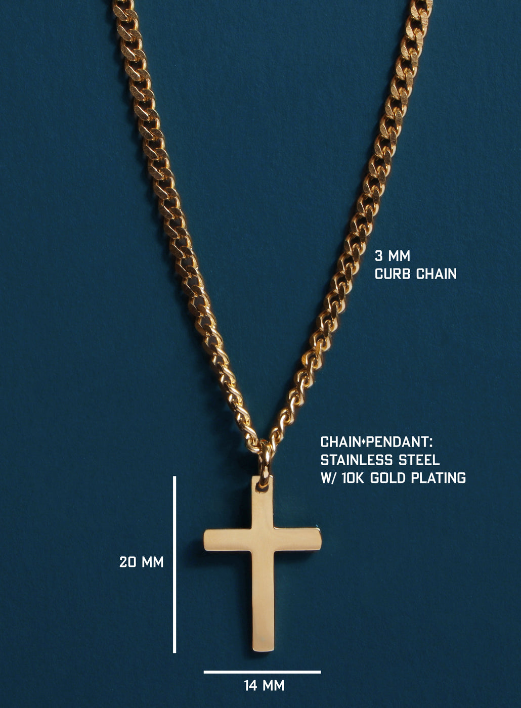 Small Cuban Chain Gold Stainless Steel Cross Necklace — WE ARE ALL SMITH