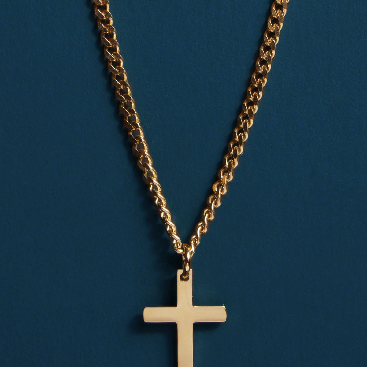 Small Cuban Chain Gold Stainless Steel Cross Necklace — WE ARE ALL SMITH