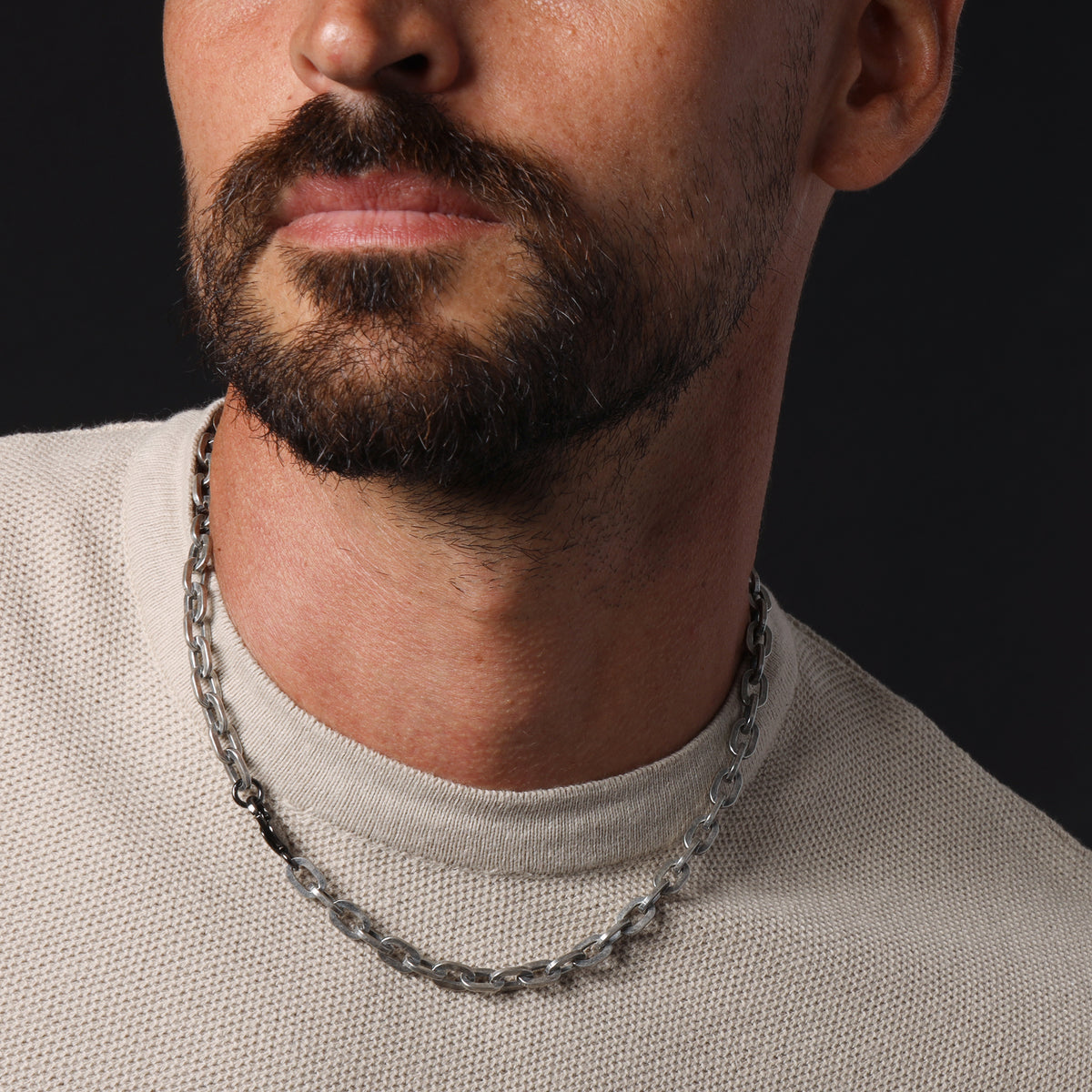 925 Oxidized Sterling Silver Collar Inspired Chain Necklace for Men ...