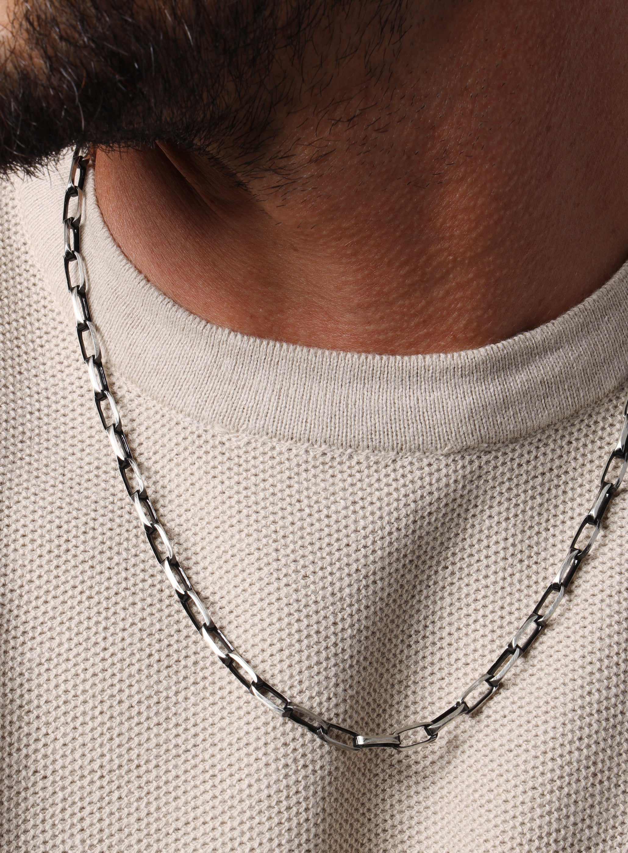 Oxidized Sterling and Titanium Coated Cable Chain Necklace — WE ARE ALL ...