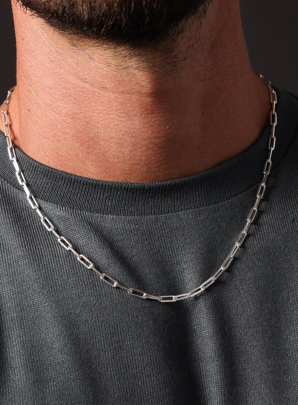 925 Sterling Silver Elongated Cable Chain Necklace for Men — WE ARE ALL ...