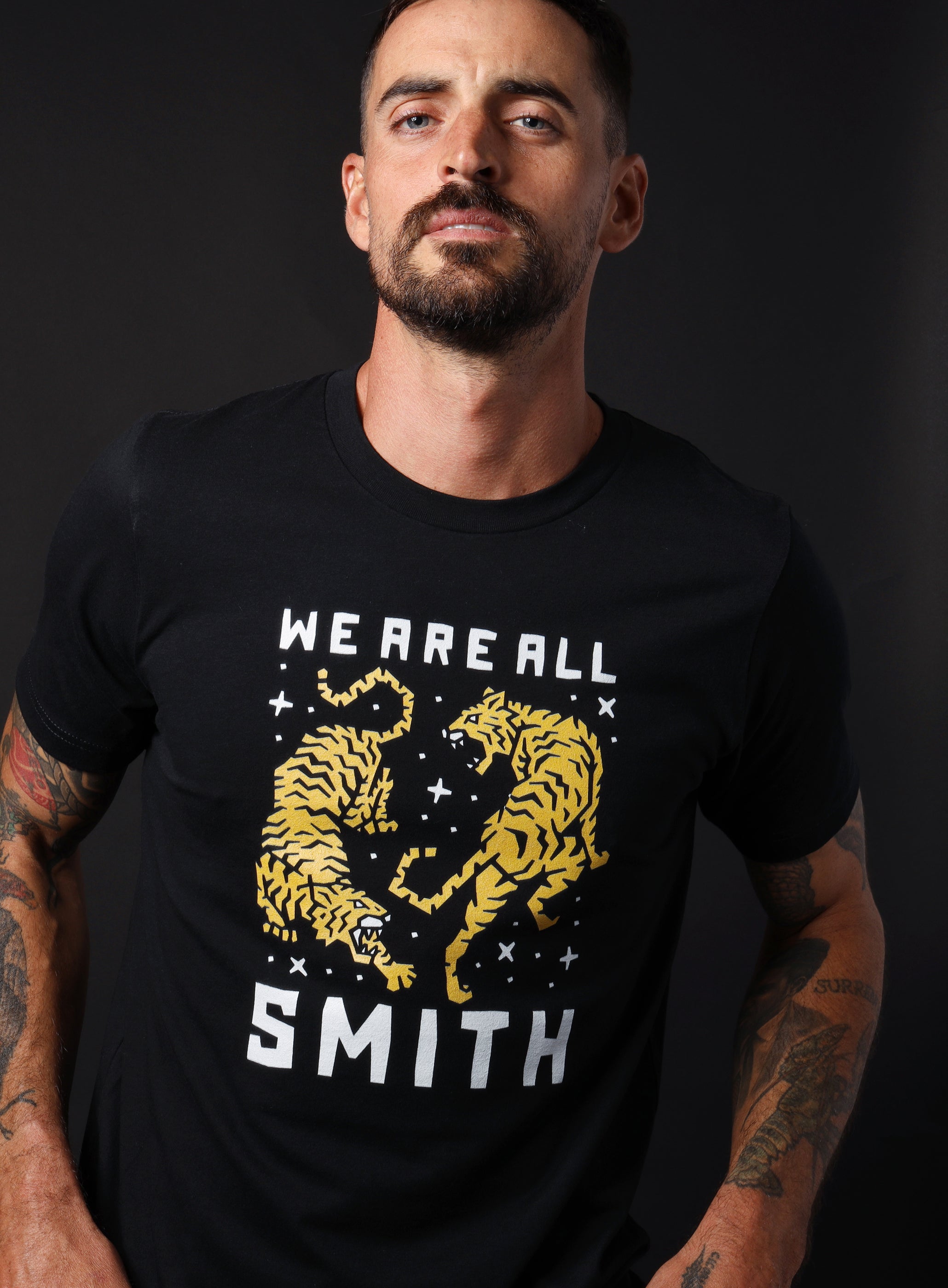 Unisex Double Tigers Black Short Sleeve t-shirt — WE ARE ALL SMITH