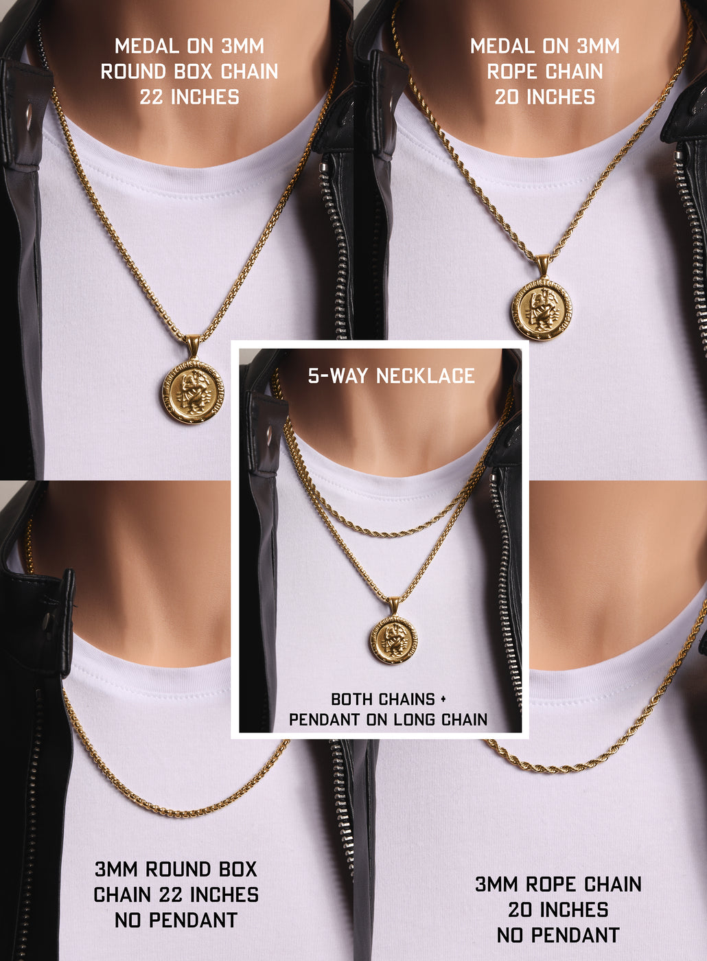 Necklace Set: Gold Rope Chain and St. Christopher Necklace — WE ARE ALL ...