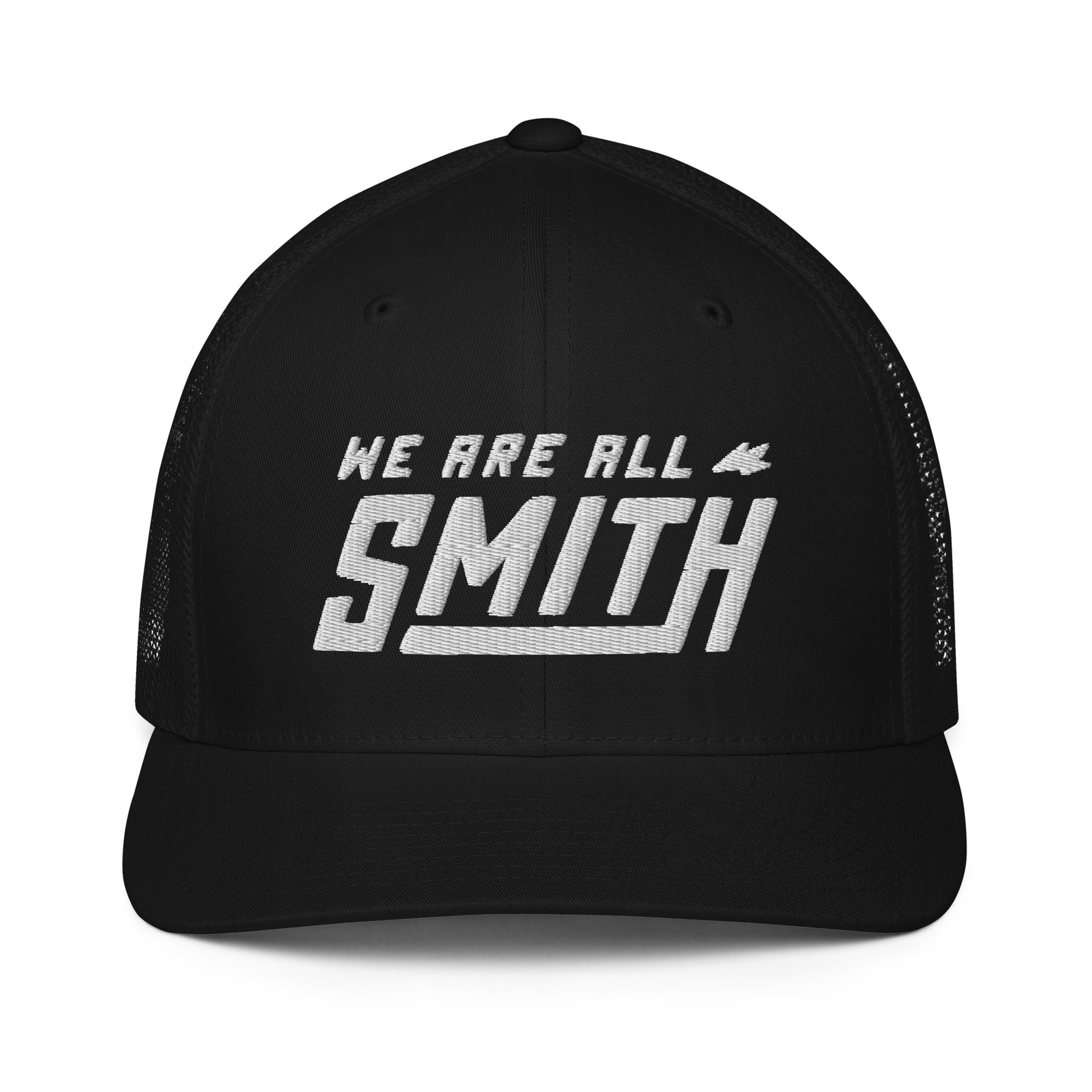 Closed-back black We Are All Smith trucker cap — WE ARE ALL SMITH