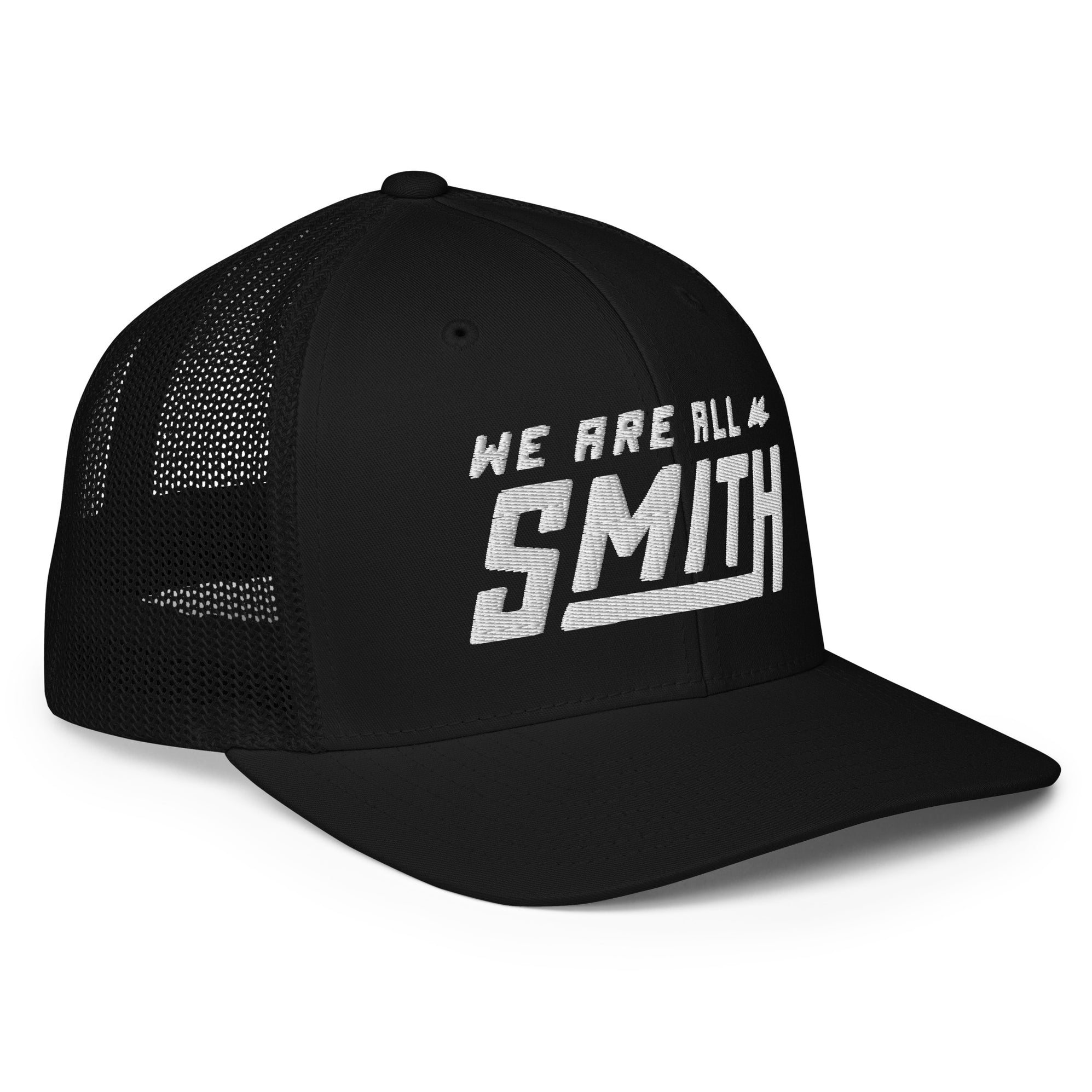 Closed-back black We Are All Smith trucker cap — WE ARE ALL SMITH