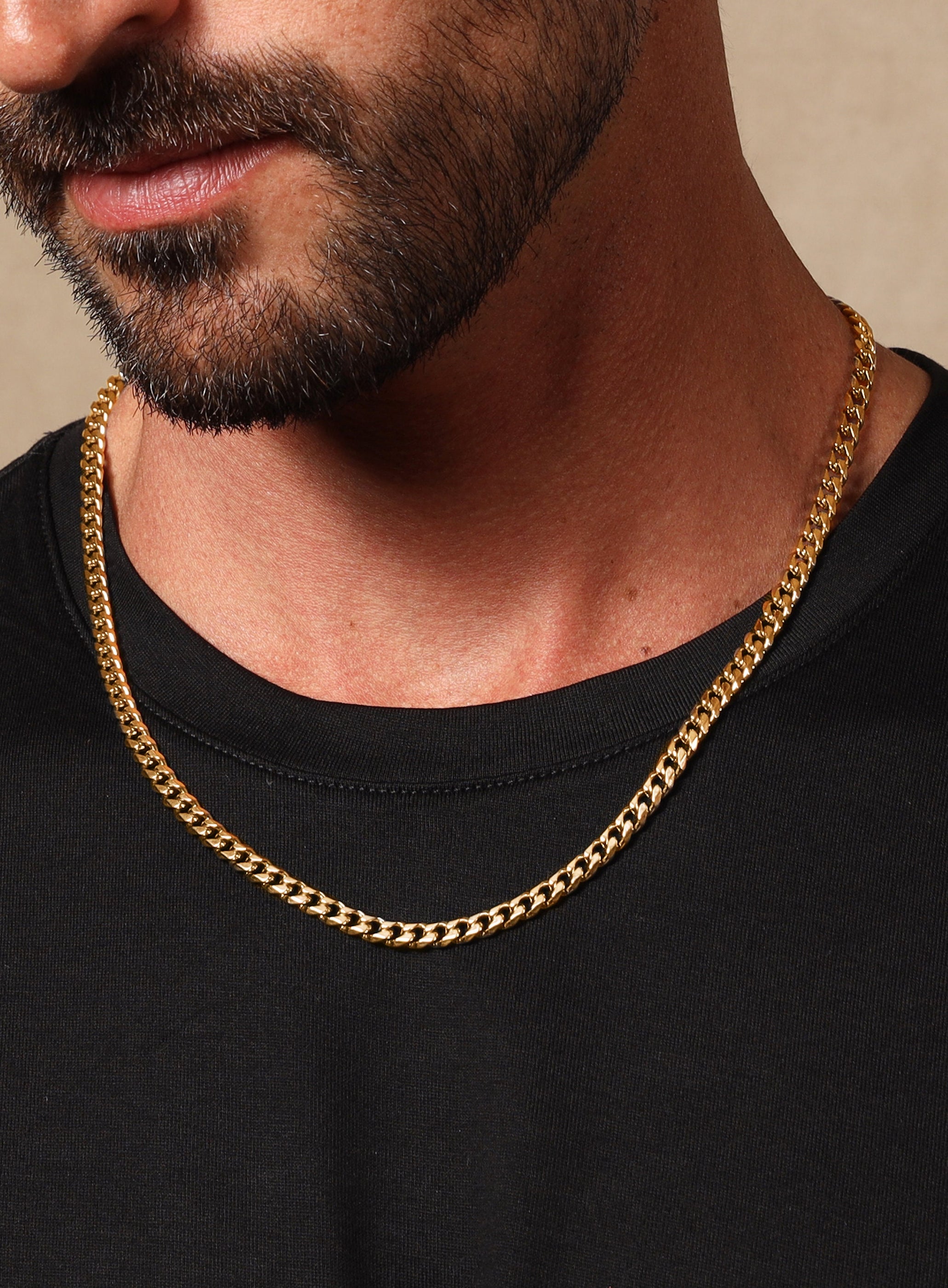 5mm 14K Gold plated Stainless Steel Bevel Cuban Chain — WE ARE ALL SMITH