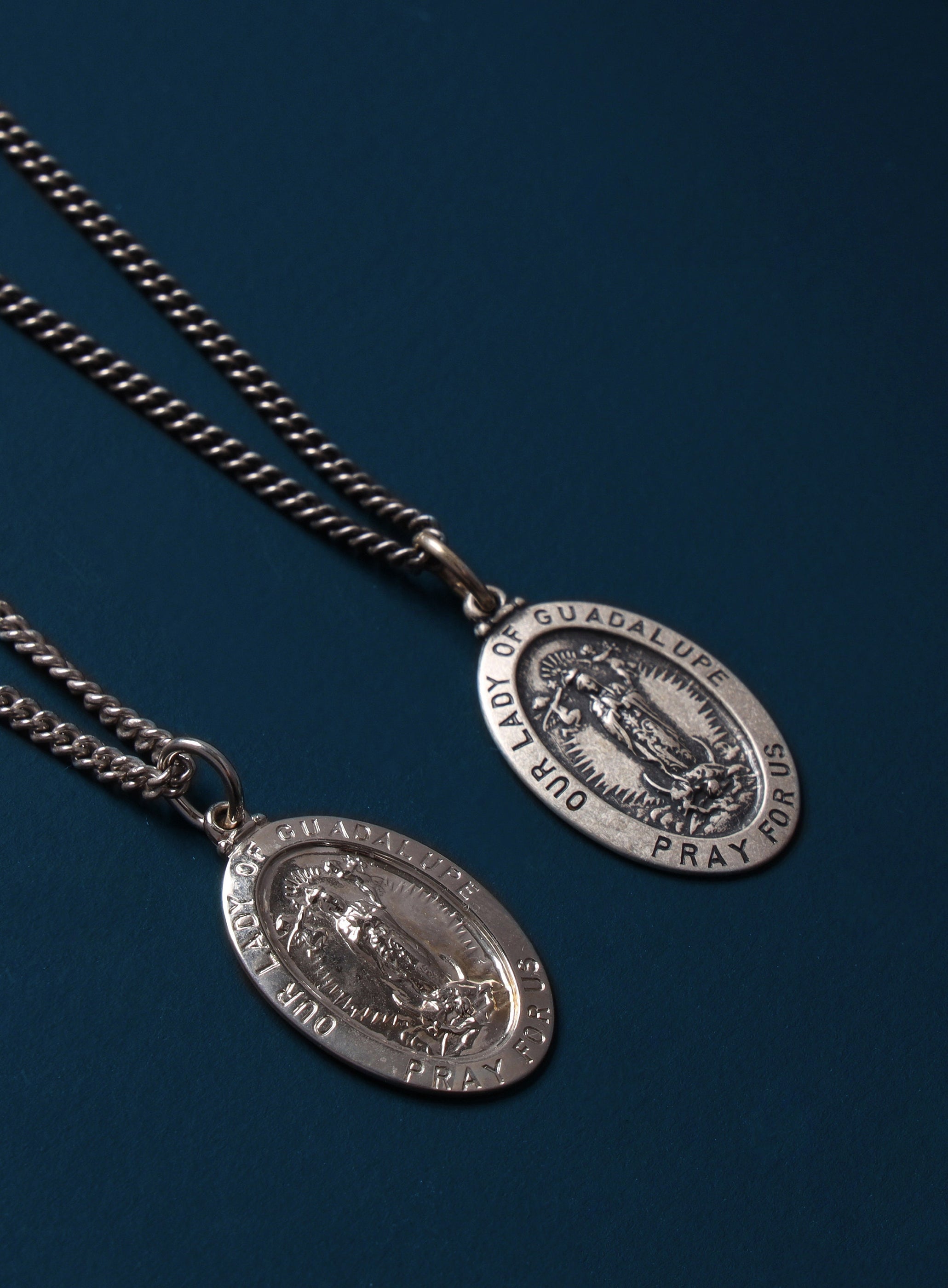 Virgen de Guadalupe Sterling Silver Oval Pendant Necklace for Men — WE ...
