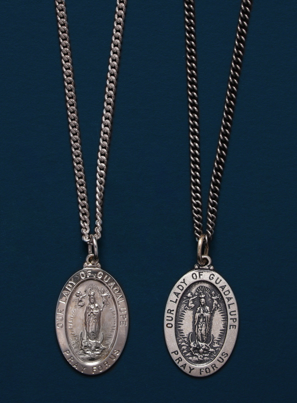 Virgen de Guadalupe Sterling Silver Oval Pendant Necklace for Men — WE ...