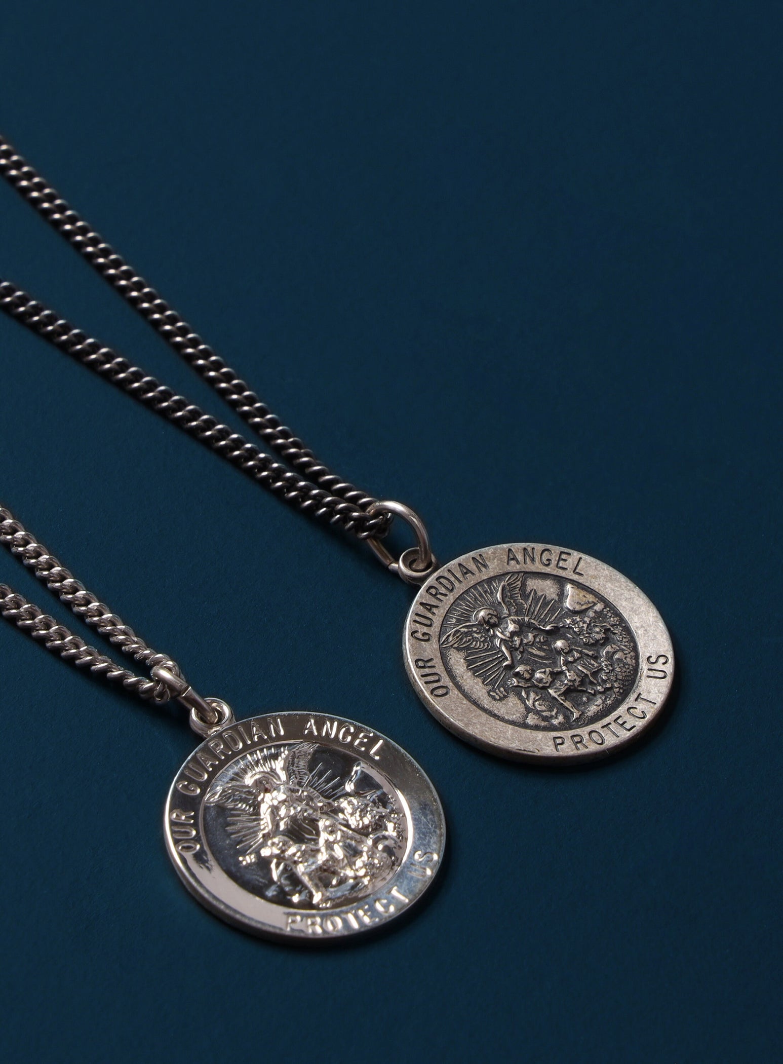 Guardian Angel "Protect Us" Sterling Silver Medal Neckalce for Men — WE ...